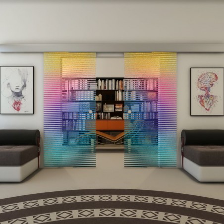 Glasschiebetür ECO-LINE - Fineprint Model 022 Verlauf auf Klarglas